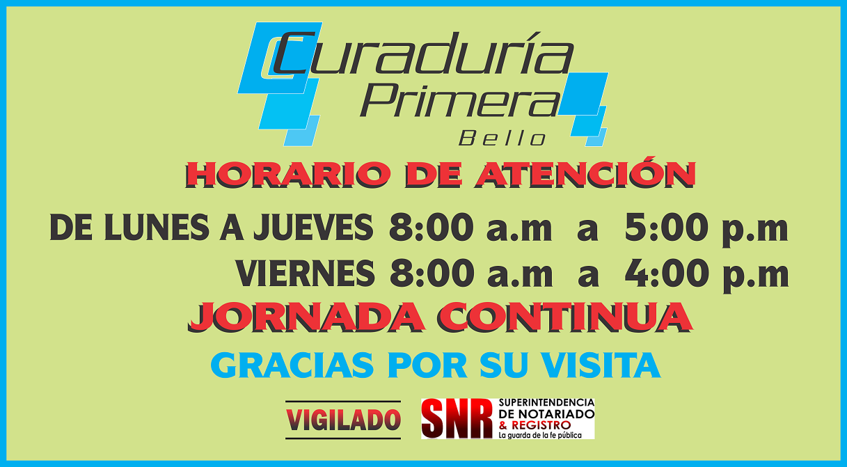 Nuestro horario - Curaduria Primera Bello